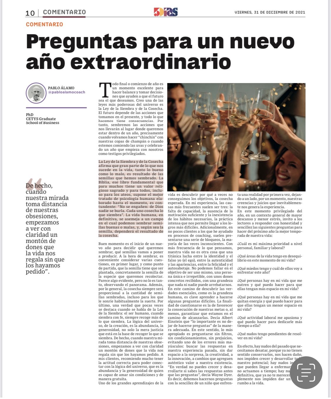 Preguntas para un nuevo año extraordinario - Nueva Libertad y Gobierno